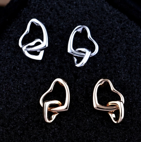 Jewelry | New 18k Gold Interlocking Double Heart Earrings | Poshmark